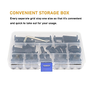 binifiMux 50pcs Black M8 Countersunk Rivet Socket Cap Connecting Bolts Cap Nuts Assortment Kit, M8 x 20mm/25mm/30mm/35mm/40mm