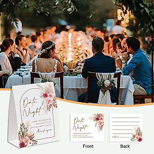 Date Night Ideas for Couples, Date Night Games, Bridal Shower Decorations, Popular Bridal Shower Games for Couples, Including 1 Sign And 50 Date Night Ideas Cards DATEN006