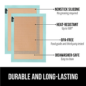 Gorilla Grip Dish Drying Mat and Silicone Baking Mats Set of 2, Dish Drying Mat 16x12 Inch, Quarter Sheet Silicone Baking Mats, Both in Mint Color, 2 Item Bundle