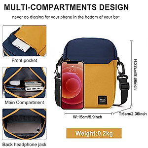 SEAFEW Yellow Crossbody Bag Small Shoulder Bag for Men Travel Wallet Passport Holder with Headphone Position, Mini Satchel for Daily Use
