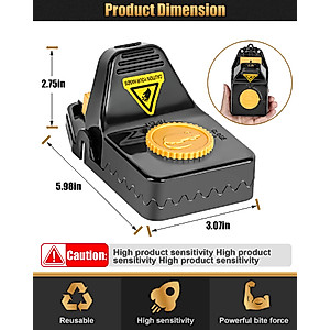 OSVDO Rat Trap, Large Chipmunk Traps, Mouse Traps for Indoor & Outdoor, Instant Kill Traps for Mouse Rat Chipmunk, Safe Set Up and Reusable - 6 Pack Black
