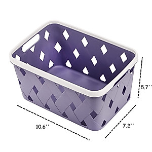 Lyellfe 5 Pack Plastic Storage Basket, Small Shelf Basket for Organizing, Pantry Organizer Basket with Handles, Heavy Duty Organizer Bins for Office, Classroom, School, Bedroom