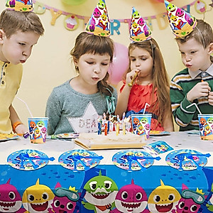 239 pcs Shark Birthday Decorations Set, Shark Party Supplies serves 16 guests, Shark Party Decorations