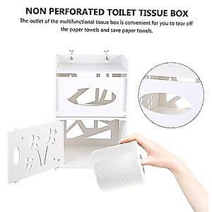 DOITOOL Tissue Box Rack Paper Towel Mount Wall Mounted Paper Towel Roll Holder Makeup Organizer Box Wall Mount Shelves Toilet Tissue Roll Holders Wall Mount Toilet Paper Roll Holder Desk
