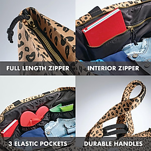 Fit & Fresh All The Things Weekender Bag for Women, Large Tote Bag For Women, Travel Bag For Women, Overnight Bag, Beach Bag, Extra Large Tote Bag With Compartments, Leopard