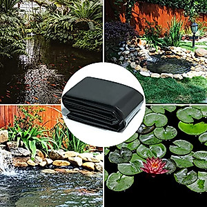 Ogrmar 7 x 10 ft LDPE Pond Liner,20 Mil Pond Skins for Fish Ponds,Water Features,Fountains,Waterfall and Water Gardens,Black(7 x 10ft)