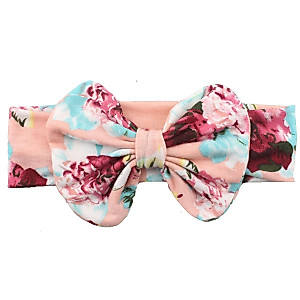 CÉLLOT 6 Pack Baby Girls Big Hair Bows Flower Pattern Boho Headbands Mix color Hair Wrapped Headbands Turban Knotted Headbands for Baby Girls and Infants