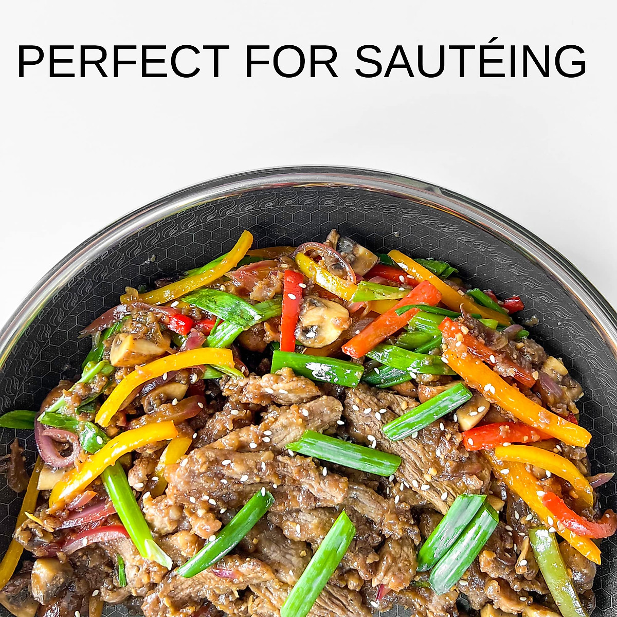 Cooksy 11 Inch Hexagon Surface Hybrid Stainless Steel Frying Pan