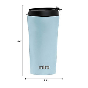 MIRA 12 oz Coffee Travel Mug - Stainless Steel Insulated Tumbler with Leak-Proof Lid - Hot & Cold Cup - Pearl Blue