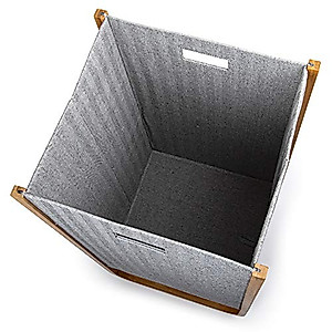 Truu Design, Grey CTG, Modern Foldable Woven Paper Laundry Hamper with Bamboo Frame, 14.2 x 27.5 inches