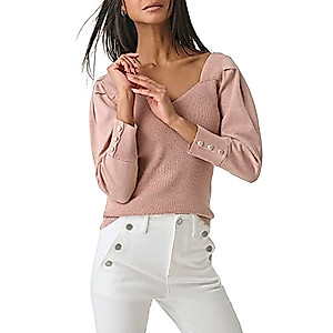 Karl Lagerfeld Paris Women's Everyday Casual Sparkle Sweater, Dune Pink Multi