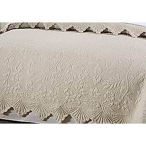 Brandream 6PC Cotton Quilt Bedding Set Queen King Size Cotton Queen Size Bedspreads Scalloped Farmhouse Quilts Set