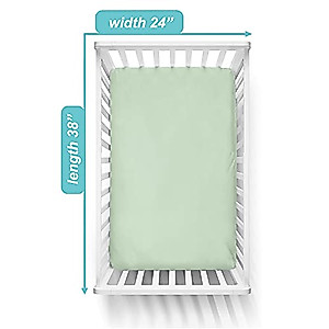 American Baby Company Fitted Mini Crib Sheet 24" x 38", Soft Breathable Neutral 100% Cotton Jersey Portable Sheet, Green, for Boys and Girls, Fits Most Pack N Play and Mini Crib Mattresses