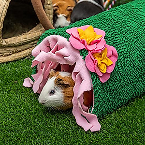 FAITUCOS Guinea Pig Hideout - Soft Fleece Tunnel House for Rat Hamster Hedgehog Chinchilla Squirrel Samll Animals - Cute Cactus Shapes Bedding Cage Accessories for Sleeping Rest Playing