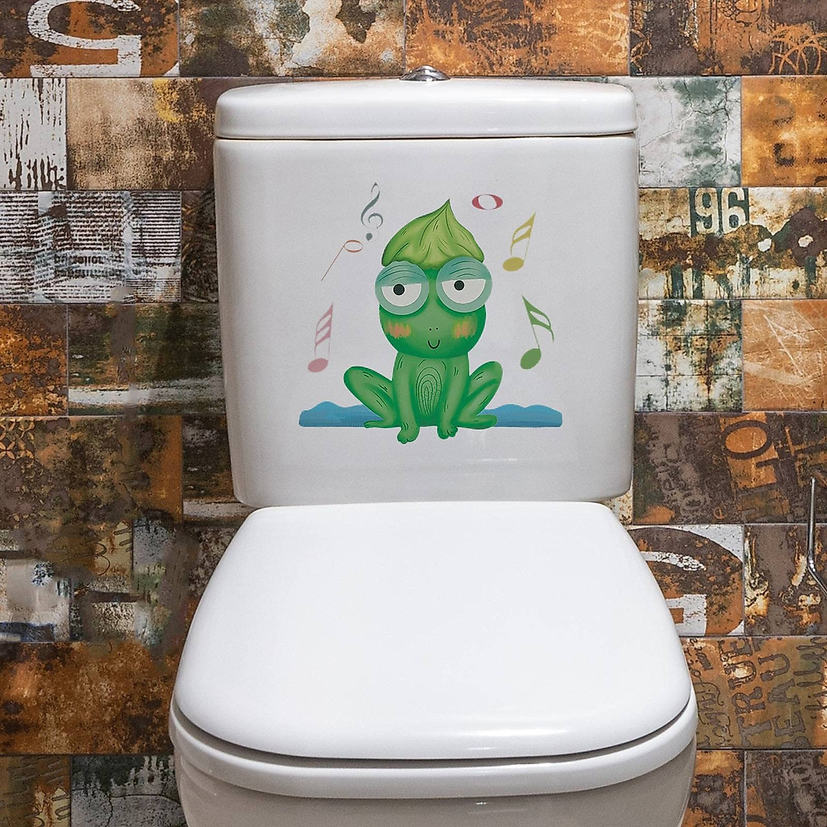 Cute Music Frog Stickers Toilet lid Stickers Wall Decals Animal Wall Stickers for Bedroom Wall Art Mural for Living Room Kids Room Wall Decor