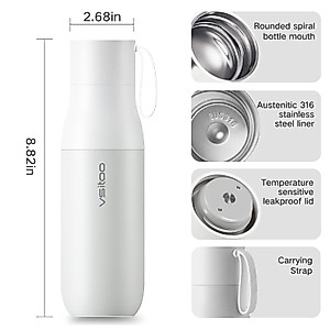 VSITOO Sports Water Bottle - 15 Oz, Carry Handle, Leak Proof, Vacuum Insulated Stainless Steel, BPA-Free, Keep Drink Hot & Cold, Triple Walled, Thermo Mug, Standard Metal Canteen for Gym and Outdoor