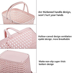 Frcctre 3 Pack Portable Shower Caddy Basket, Plastic Storage Baskets with Handle, Plastic Tote Storage Basket Toiletry Organizer for Bathroom, Kitchen, Pantry, College Dorm