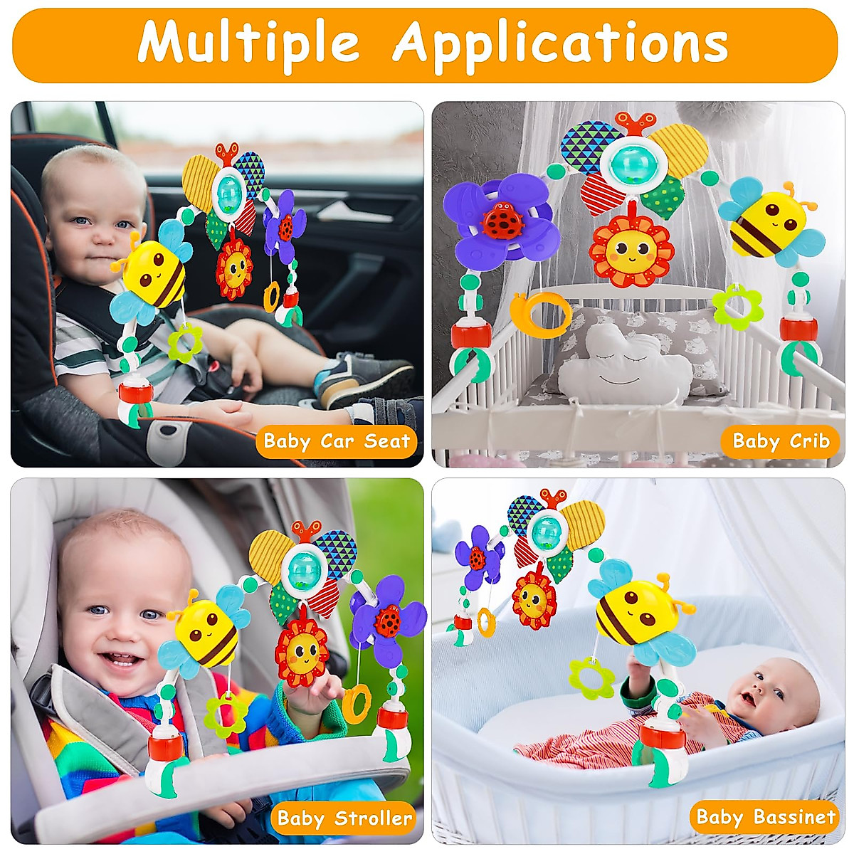 Baby Carseat Arch Toys for Infants 3-6 Months Stroller Toys for Babies 6-12 Months Montessori Sensory Toy for Newborn 0-6 Months Brain Development Toy for Baby4 5 7 8 Months Boys Shower Easter Gifts