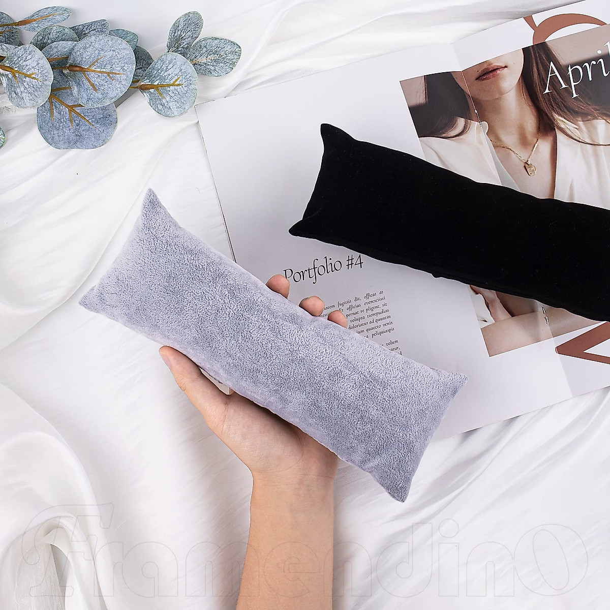 Framendino, 2 Pack Watch Pillow Long Velvet Bracelet Display Jewelry Displays for Stand Organizer