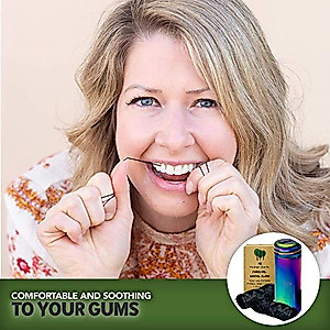 Vegan Biodegradable Bamboo Charcoal Dental Floss with Refillable Stainless Steel Rainbow Container | Extra Floss Refill | Natural Candelilla Wax | 33yds x2 | Peppermint | Eco Zero Waste Oral Care