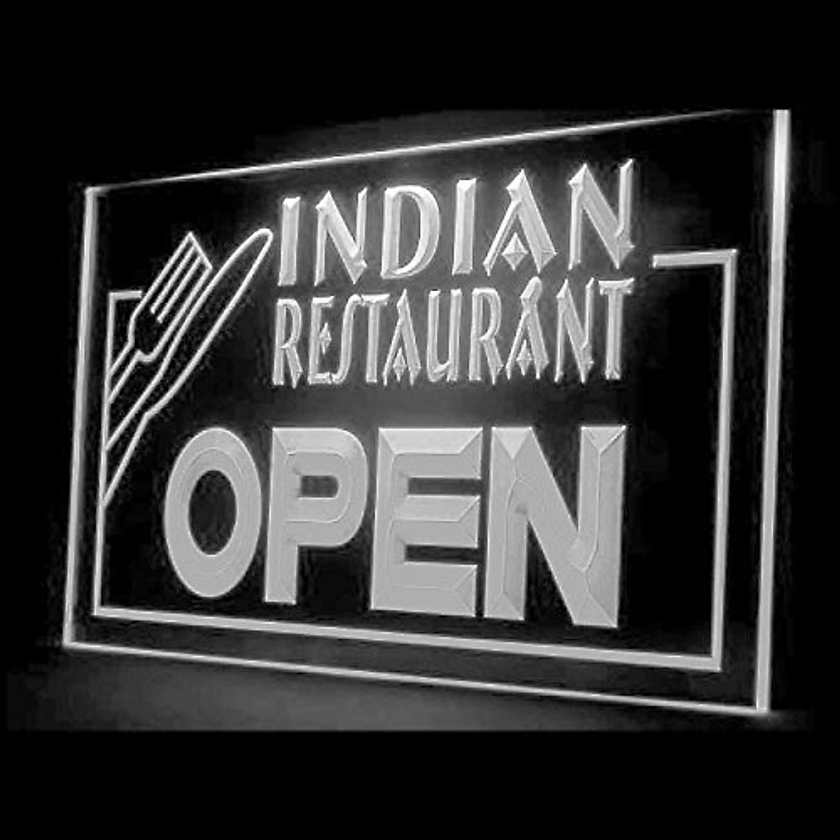110044 Indian Restaurant Open Curry Food Cafe Decor Display LED Light Neon Sign (12" X 8", White)