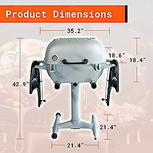 PK Grills PK 360 Portable Charcoal BBQ Grill and Smoker, Cast Aluminum Outdoor Kitchen Cooking Barbecue Grill for Camping, Backyard Grilling, Park, Tailgating, Silv