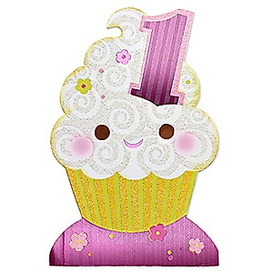 American Greetings 1st Birthday Card for Girl (Cupcake)