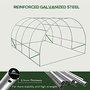 Outsunny 234.25" x 118" x 82.75" Walk-in Tunnel Greenhouse Garden Warm House Large Hot House Kit with 8 Roll-up Windows & Roll Up Door, Steel Frame, White