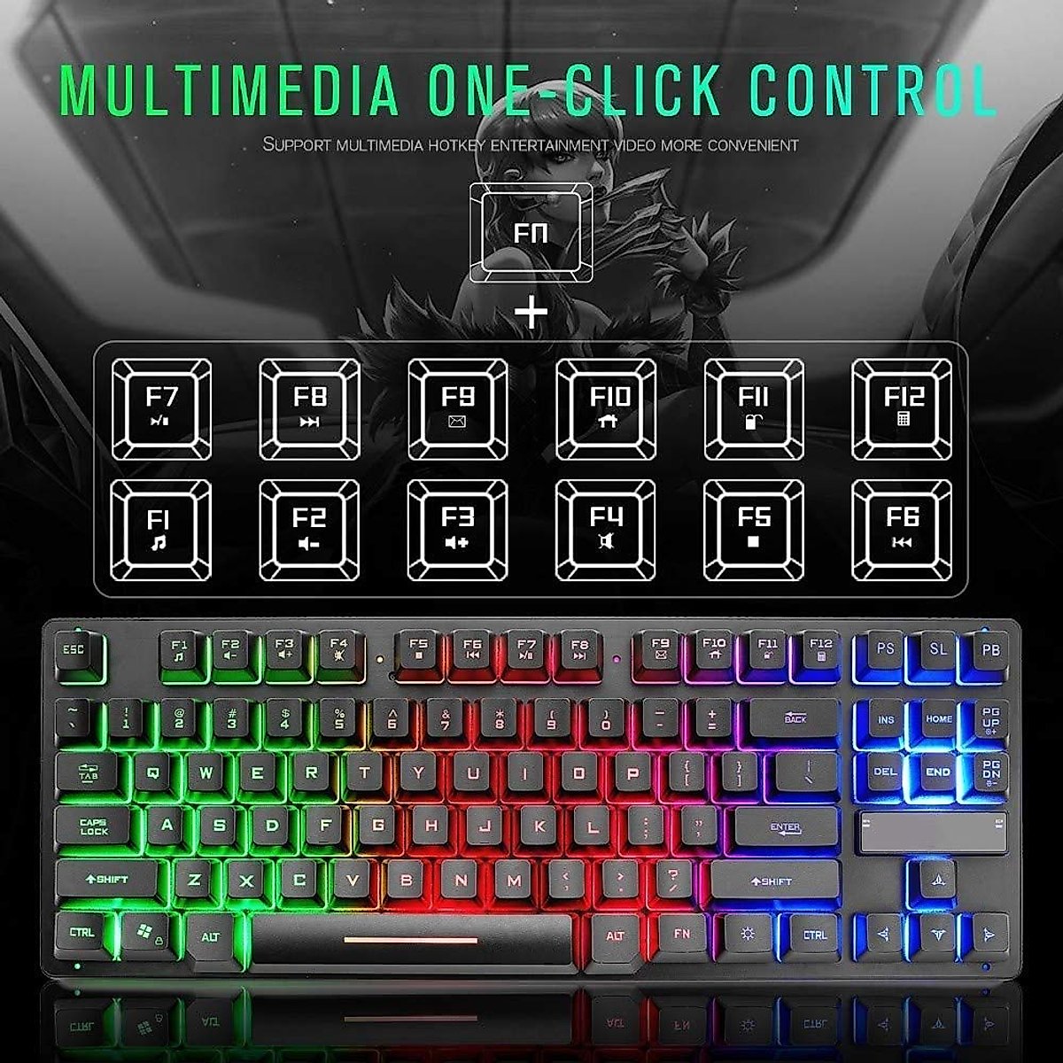 FEDRUI Gaming Keyboard, Mechanical Keyboard, Waterproof Gaming Keyboard Ergonomic Keyboard for Office Typing
