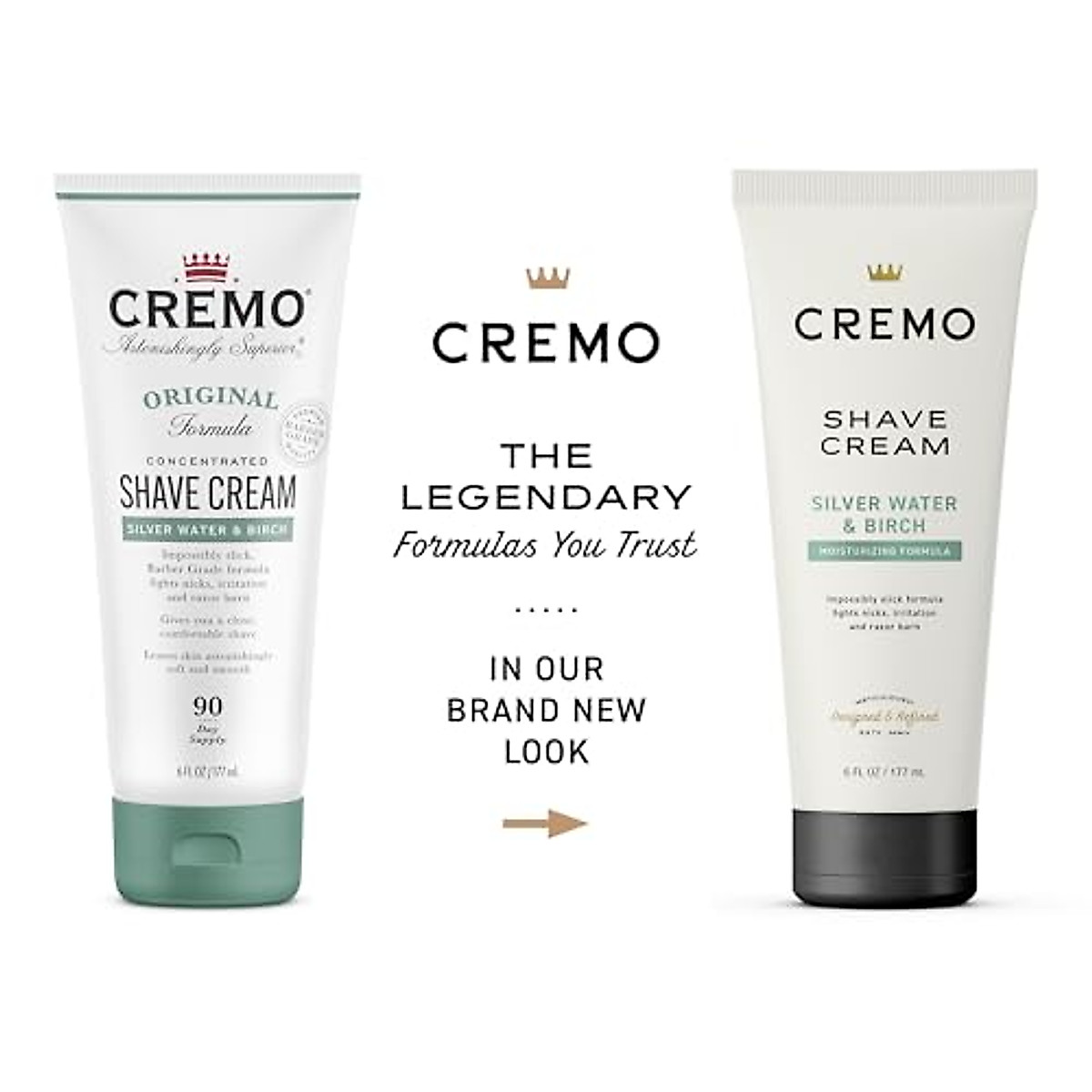 Cremo Silver Water & Birch Shave Cream, Astonishingly Superior Ultra-Slick Shaving Cream for Men, Fights Nicks, Cuts and Razor Burn, 6 Fl Oz