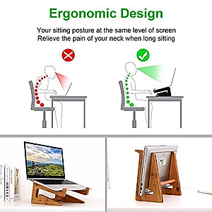 SINORHEMA Wooden Laptop Stand for Desktop, Wooden Vertical Laptop Stand for Mackbook Air Stand, Bamboo MacBook Dock Stand, Wood Computer Stand for Laptop 11-17inch