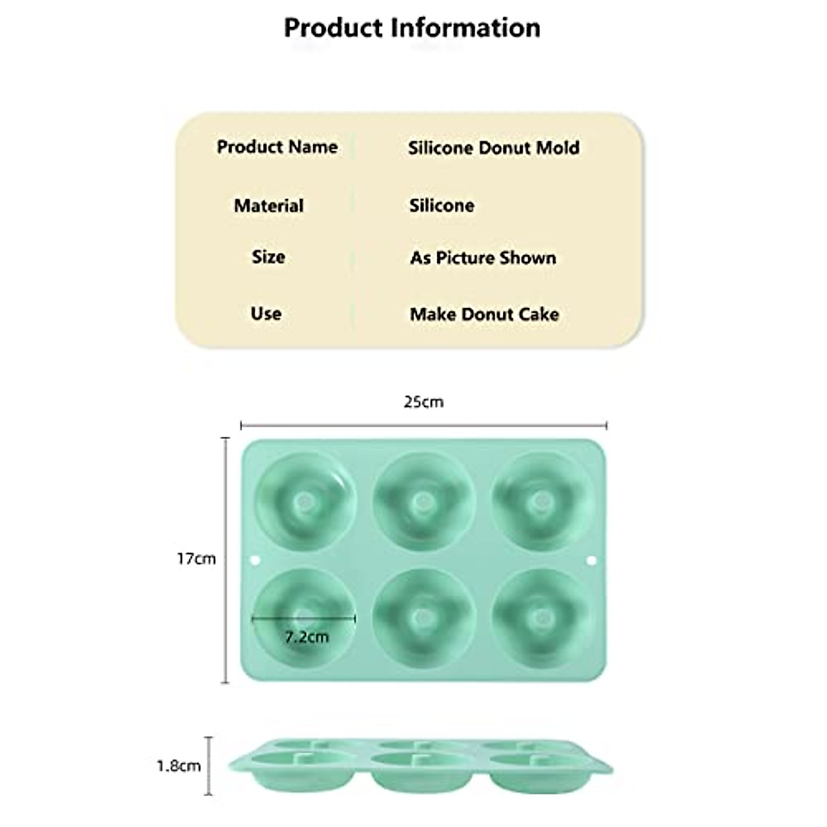 Silicone Donut Mold Doughnut Pan - Silicone Cupcake Pan, Silicone Cupcake Molds - Silicone Baking Cups - Measuring Spoons, Non-Stick Dishwasher Safe - 15 pack