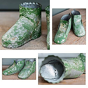 Kelendle Metal Old Boot Flowers Pot Creative Retro Shoe Shaped Planter Pot 7 Inch for Succulent Aloe Cactus Herbs Orchids Faux Bonsai Container Indoor Outdoor Home Garden Patio Yard Decoration (S)