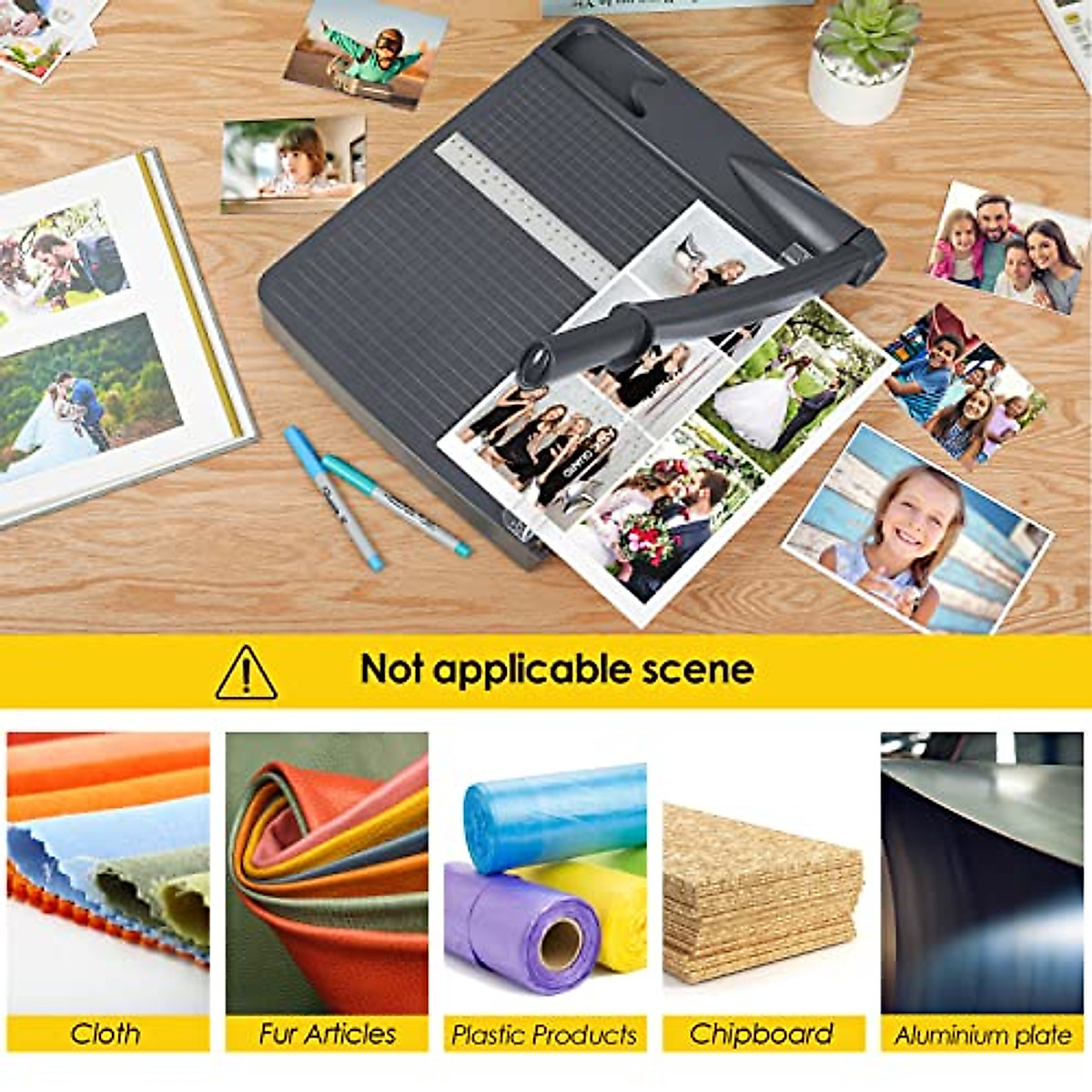 MROCO Paper Cutter 12" Cut Length Paper Trimmer, Guillotine Paper Trimmer with 12 Sheet Capacity Paper Slicer with Drawer Storage, Heavy Duty Guillotine Paper Cutters and Trimmers for Cardstock