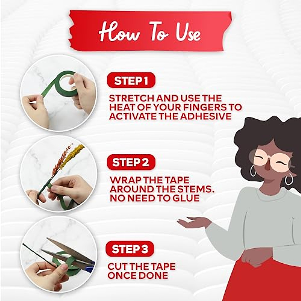 XFasten Wide Floral Tapes for Bouquet 1/2-Inch x 30 Yards - Dark Green (2-Pack) Bouquet Stem Wrap Tape for Florist – Waterproof Boutineer Tape for Flower Stem Wrap and Craft Adhesive