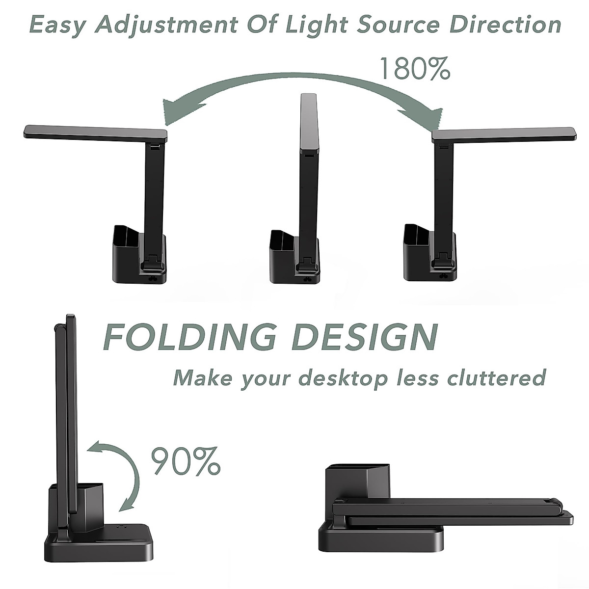 Desk Lamp,Desk Lamps for Home Office,COZOO LED Desk Lamp with 2 USB Charging Ports,2 Pen Holders,1 Outlet,3 Color 3 Brightness Levels,Touch/Memory/Timer,LED Desk Light Small Desk Lamp Kids Study Lamp