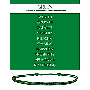 Green Bracelet for Men String - Adjustable Bracelet for Women - Unisex Adult Waterproof Nylon Cord Surfer Wealth Abundance Mental Health Awareness