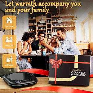 Mug Warmer Upgraded,Coffee Mug Warmer for Desk LEDs Light 3 Temp Settings (45-75℃) 1-12H Timer 4 H Auto Shut Off Beverage Cup Candle Warmer for Coffee Tea Milk(Black)