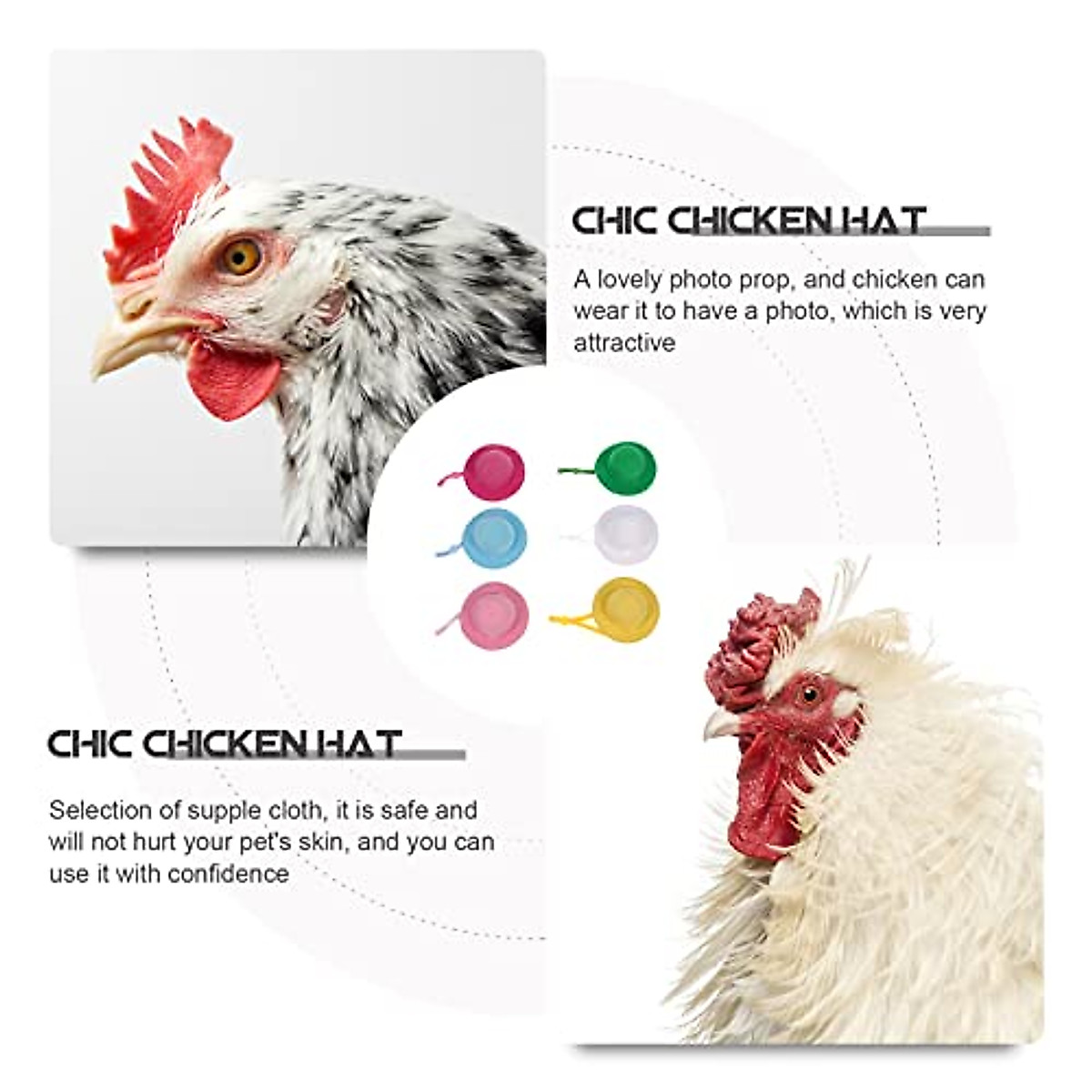 PATKAW Chicken Hats 6pcs Chicken Hats Hamster Hat with Adjustable Elastic Chin Strap Novel for Hens Rooster Lizard Guinea Pig Rat Duck Parrot Poultry Bird Parakeets Chick Tiny Pet Chicken Helmet