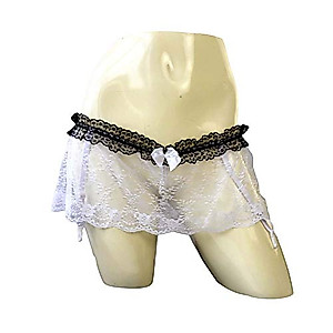 JEERLEEP Women Sexy Lace Suspender Garter Belt for Thigh High Stockings Lingerie-White