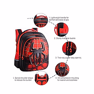 EFBJIXY Kids Backpack Spider Bookbags Boys Schoolbag With Lightweight Water Resistant (red black)