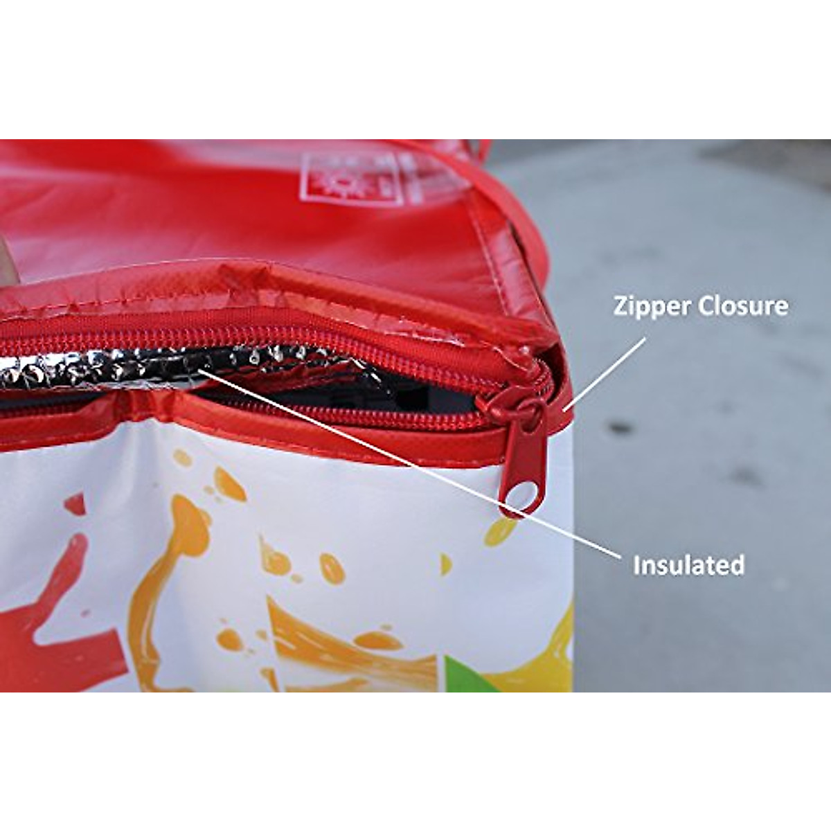 Earthwise Insulated Reusable Grocery Bag Shopping Tote with Zipper Top Lid Durable Thermal Collapsible Catering 2 Pack (Fruit)