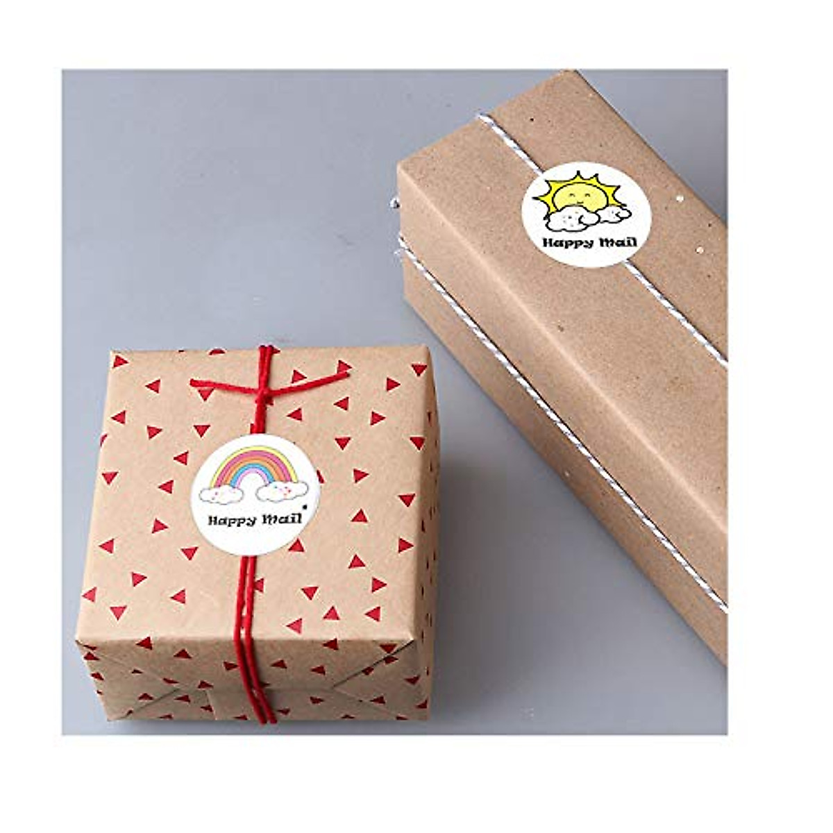 Rainbow Happy Mail Stickers 1.5 Inch Mailing Sticker - 500 Pcs Thank You Labels for Small Shops , Shipping Package Lables Decorative Flower Boutiquets Envelope Sealings