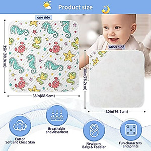 Pigsaly Starfish Seahorse Crab Fish Star Hooded Baby Towel Cartoon Sea Creatures Baby Bath Towel Unisex Soft Organic Cotton Washcloths Toddlers Shower Gifts for Boys Girls Newborn 30 x 30 in