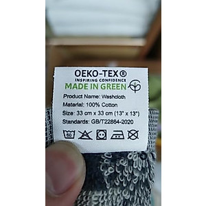 SEMAXE Bath Towel Set for Bathroom, 100% Cotton Bathroom Towels with Hanging Loops and Nano-Bio Lifecycle Labels, 8 Piece Towel Set Include 2 Bath Towels, 2 Hand Towels, 4 Washcloths, Yellow & Grey