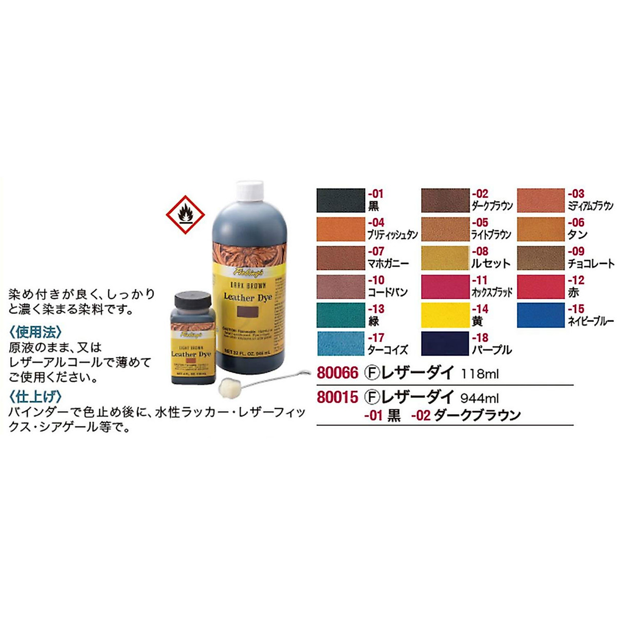 Fiebings Navy Blue Leather Dye, Alcohol Based Dye