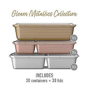 Bentgo® Prep 60-Piece Meal Prep Kit - 1, 2, & 3-Compartment Containers with Custom Fit Lids - Microwaveable, Durable, Reusable, BPA-Free, Freezer & Dishwasher Safe Storage Containers (Gleam Metallics)