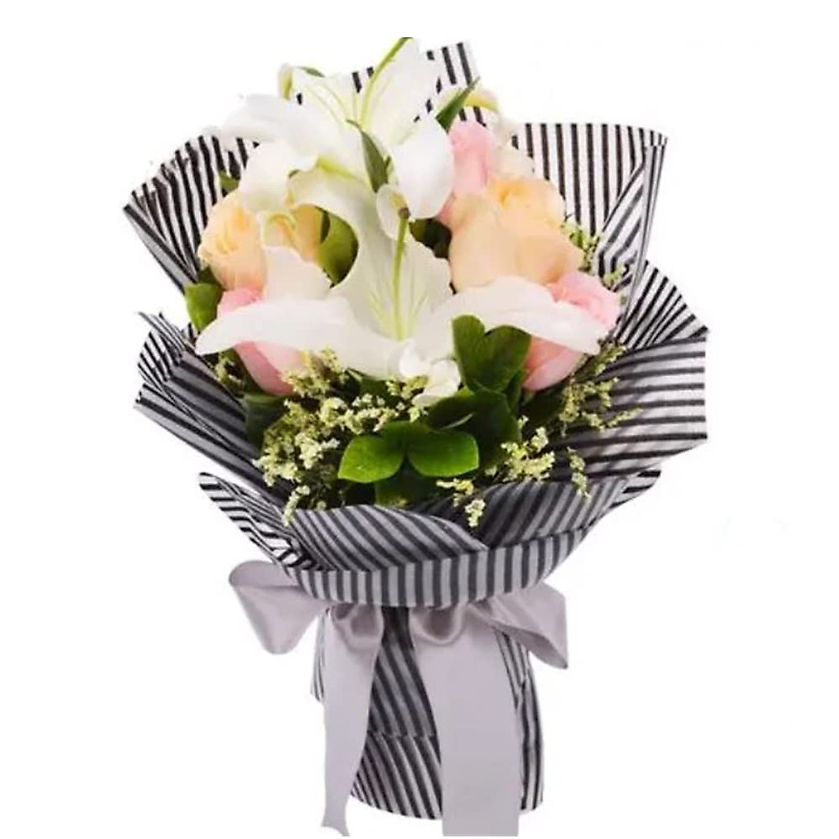 20 Pcs Fine Striped Flower Packaging Paper,Waterproof Valentine's Day Bouquet Wrapping Paper 23x23Inch Used for DIY Crafts, Gift Packaging, Flower Shop Bouquet Packaging (Black)