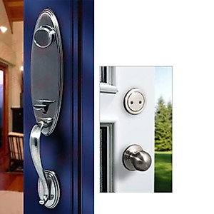 NU-SET Madrid Series Basic Satin Chrome Nickel Front Entry and Dummy Handleset for Double Doors