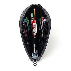 LOONLOON 567 Mellow Pencil Case (Vintade Red) 3-Pocket Small Pencil Case with Divider Panel - Middle High School Office College Girl Adult Simple Storage